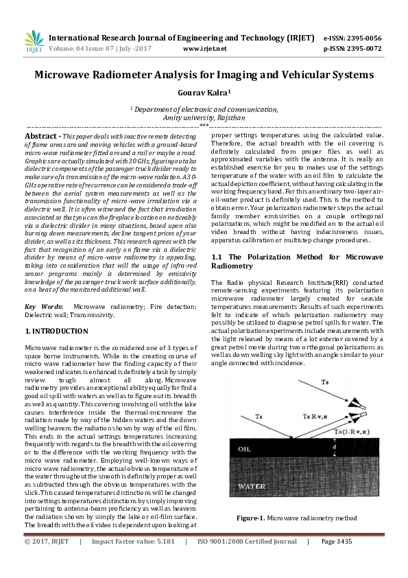 (PDF) Microwave Radiometer Analysis for Imaging and Vehicular Systems
