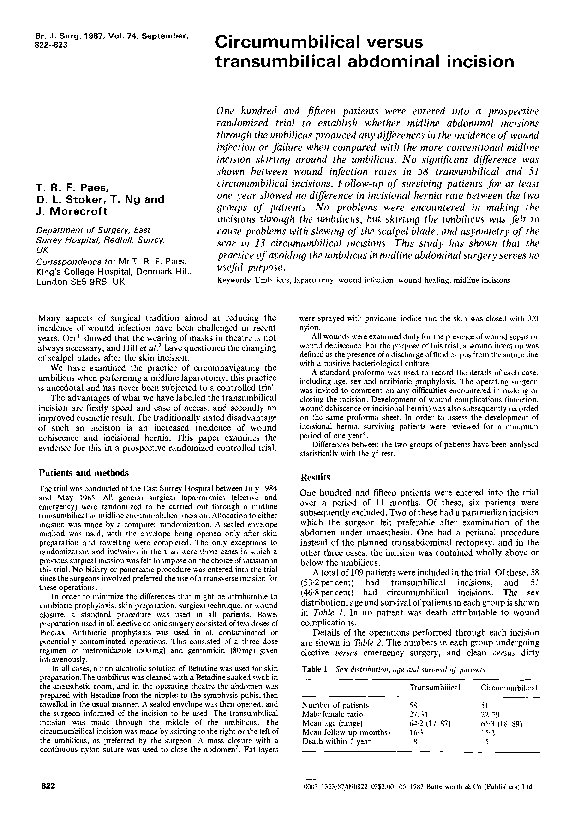 (PDF) Circumumbilical versus transumbilical abdominal incision | James ...