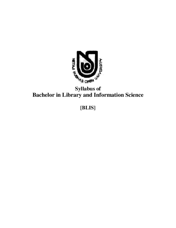 (PDF) Syllabus of Bachelor in Library and Information Science