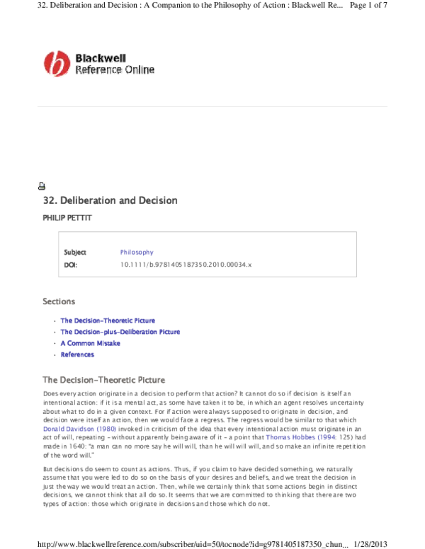 (PDF) Deliberation and Decision