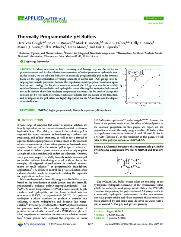 (PDF) Thermally Programmable pH Buffers