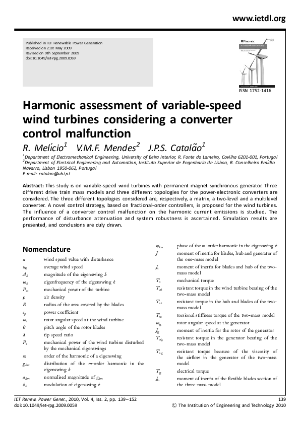 (PDF) Harmonic assessment of variable-speed wind turbines considering a converter control ...