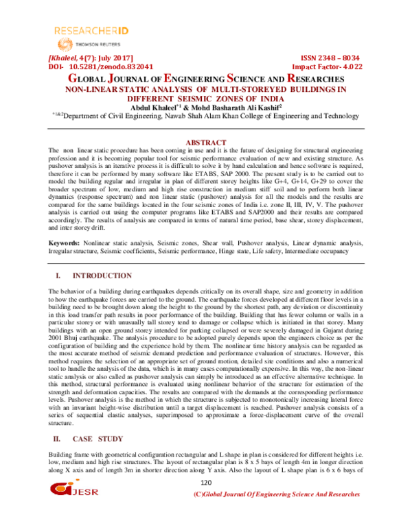 Non Linear Static Analysis Of Multi Storeyed Buildings In Different