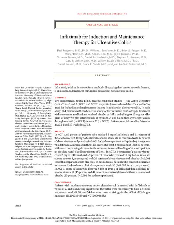 (PDF) Infliximab for induction and maintenance therapy for ulcerative ...