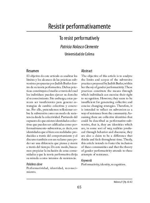 (PDF) Resistir performativamente /To resist performatively | Patricia ...