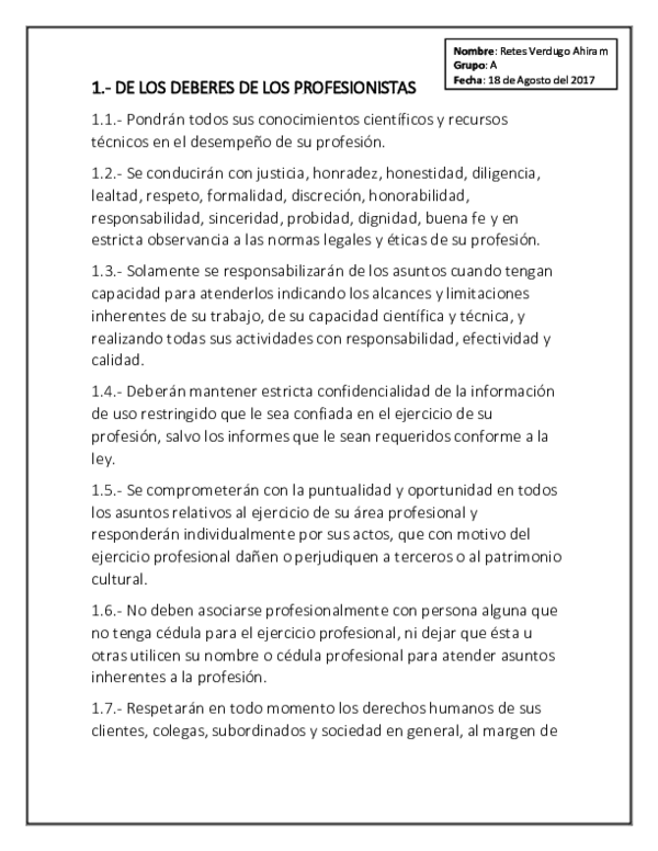 (DOC) DE LOS DEBERES DE LOS PROFESIONISTAS