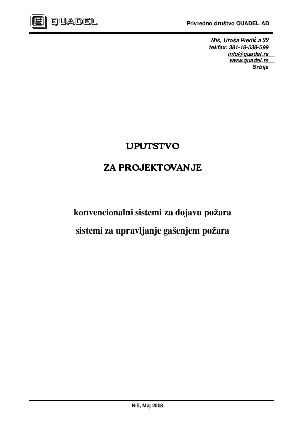 (PDF) UPUTSTVO ZAPROJEKTOVANJE konvencionalni sistemi za dojavu požara ...