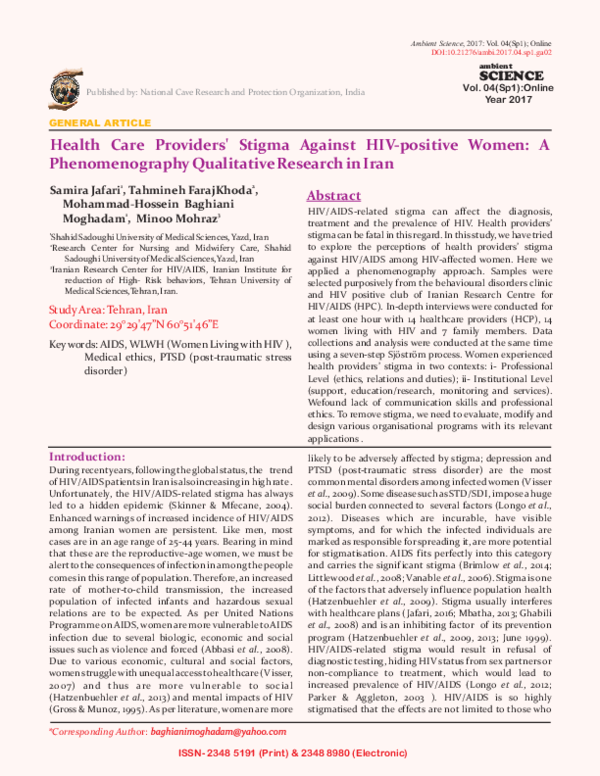 (PDF) Health Care Providers' Stigma Against HIV-positive Women: A ...