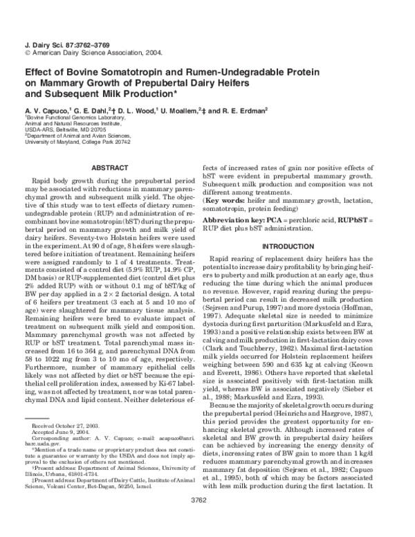 (PDF) Effect of bovine somatotropin and rumen-undegradable protein on ...