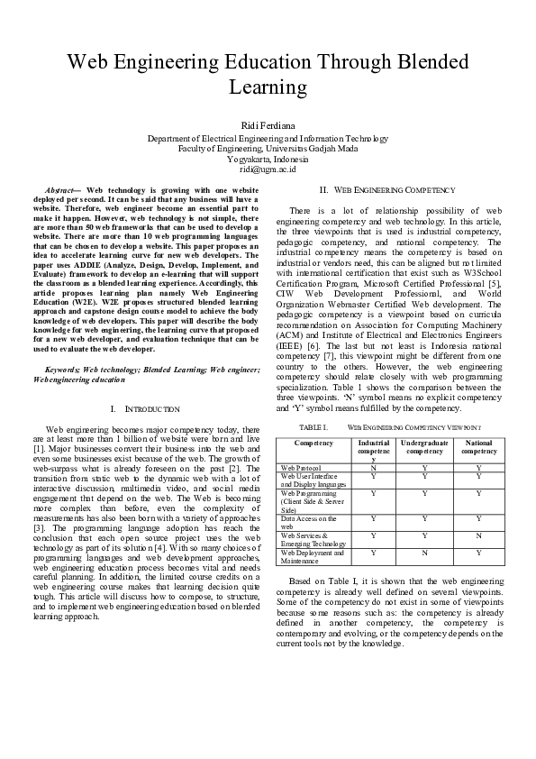 (PDF) Web Engineering Education Through Blended Learning