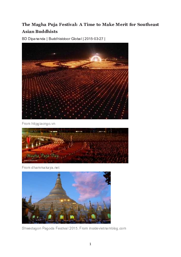 (PDF) The Magha Puja Festival: A Time to Make Merit for Southeast Asian ...