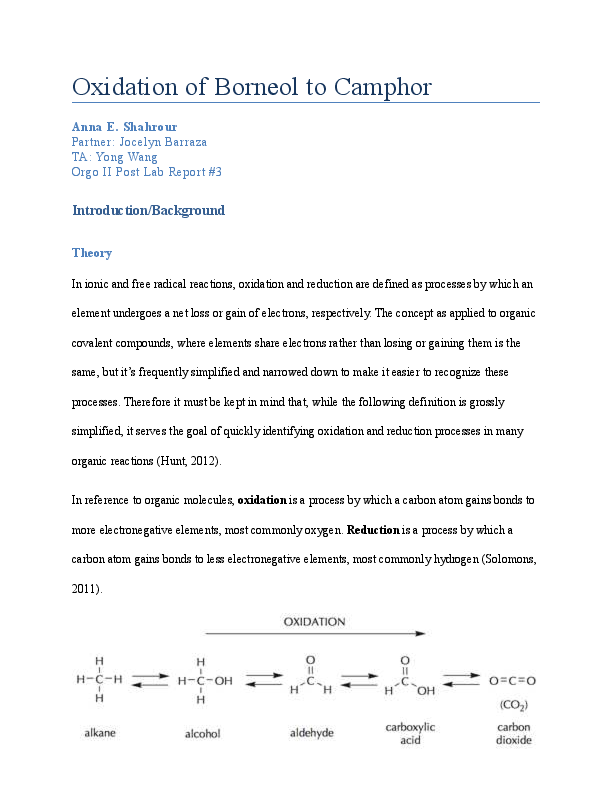 (PDF) Oxidation of Borneol to Camphor
