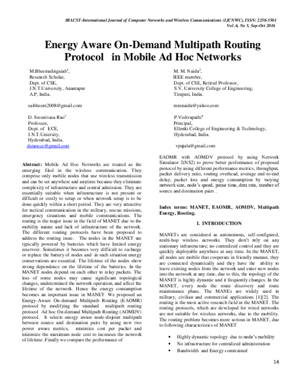 Pdf Energy Aware On Demand Multipath Routing Protocol In Mobile Ad