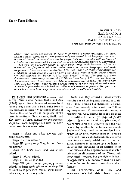 (PDF) Color Term Salience