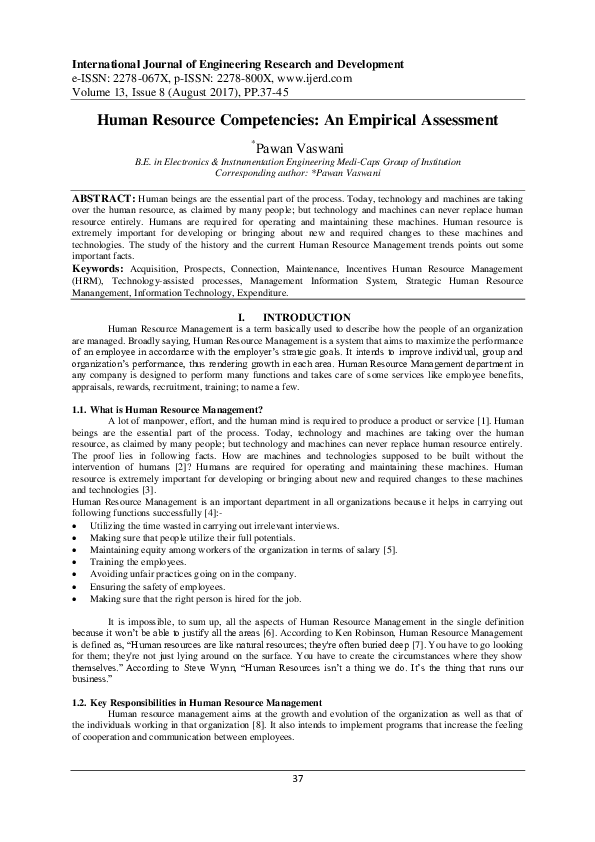 (PDF) Human Resource Competencies: An Empirical Assessment