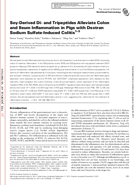 (PDF) Soy-Derived Di- and Tripeptides Alleviate Colon and Ileum ...