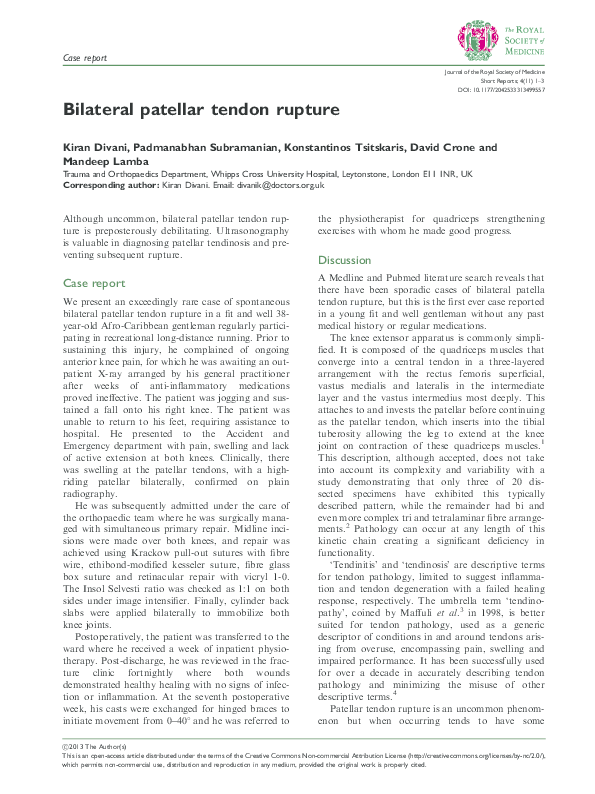 (PDF) Early and Successful Reconstruction of a Traumatic Bilateral ...
