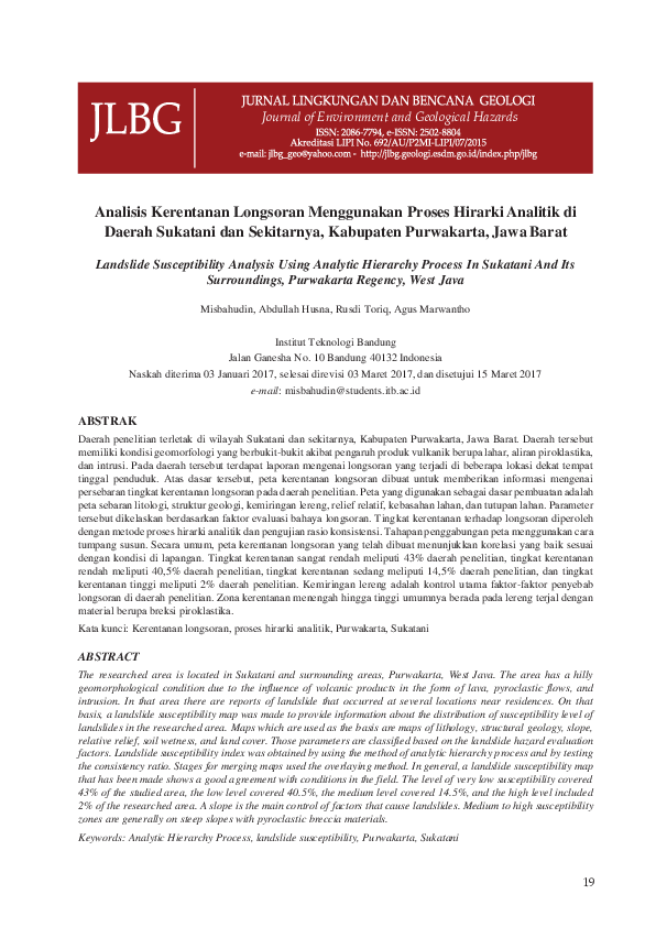 Pdf Landslide Susceptibility Analysis Using Analytic Hierarchy