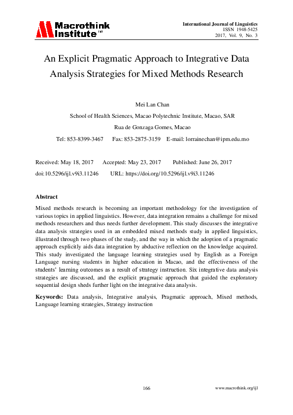 (PDF) Pragmatic Data Integration Strategies in Mixed Methods Research