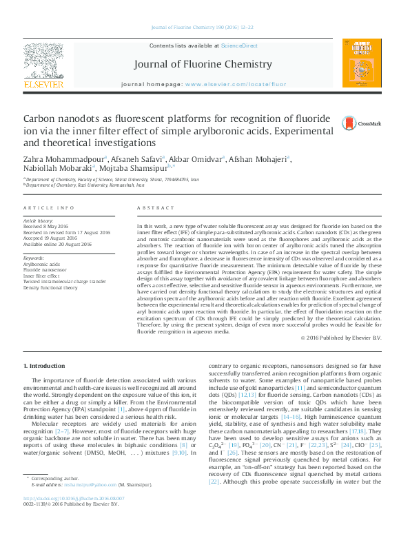 (PDF) Carbon nanodots as fluorescent platforms for recognition of ...