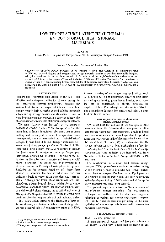 (PDF) LOW TEMPERATURE LATENT HEAT THERMAL ENERGY STORAGE: HEAT STORAGE ...