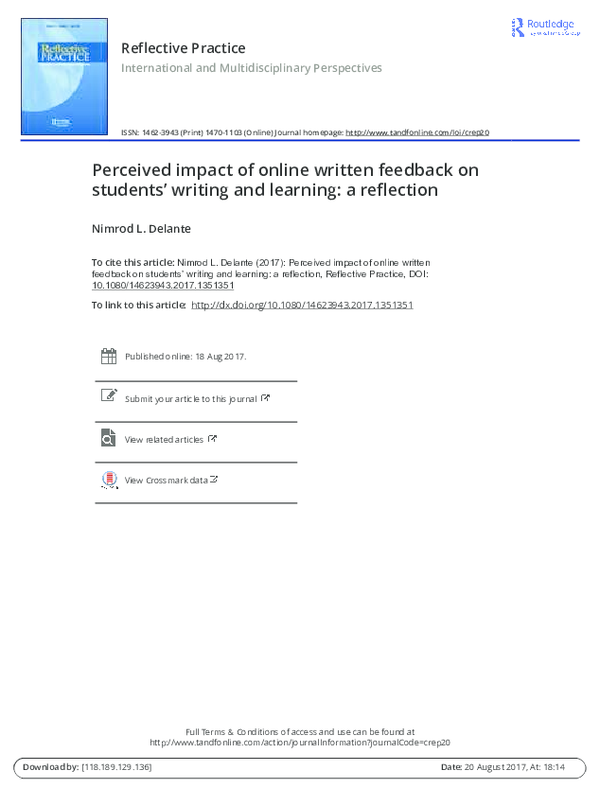 (PDF) Perceived impact of online written feedback on students' writing ...