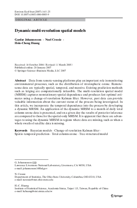 (PDF) Dynamic multi-resolution spatial models