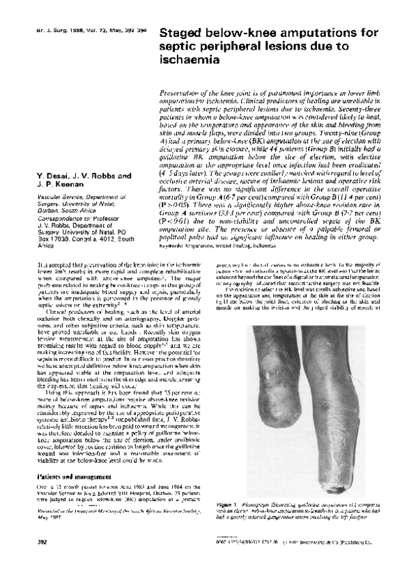 (PDF) Staged below-knee amputations for septic peripheral lesions due ...