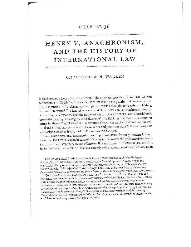 (PDF) Henry V, Anachronism, and the History of International Law