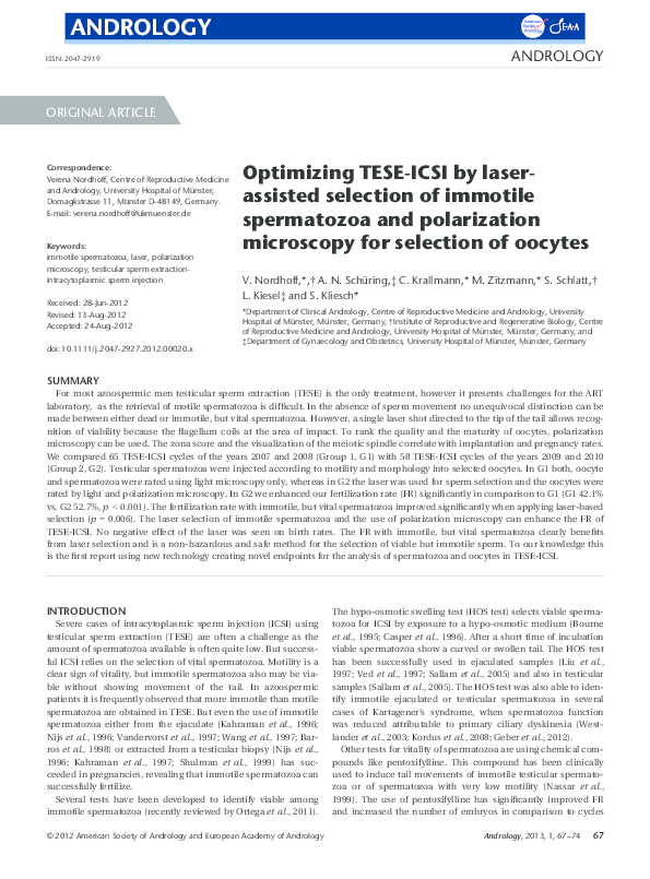 (PDF) Optimizing TESE-ICSI by laser-assisted selection of immotile ...