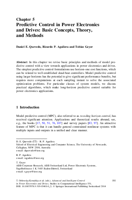 (PDF) Predictive Control in Power Electronics and Drives