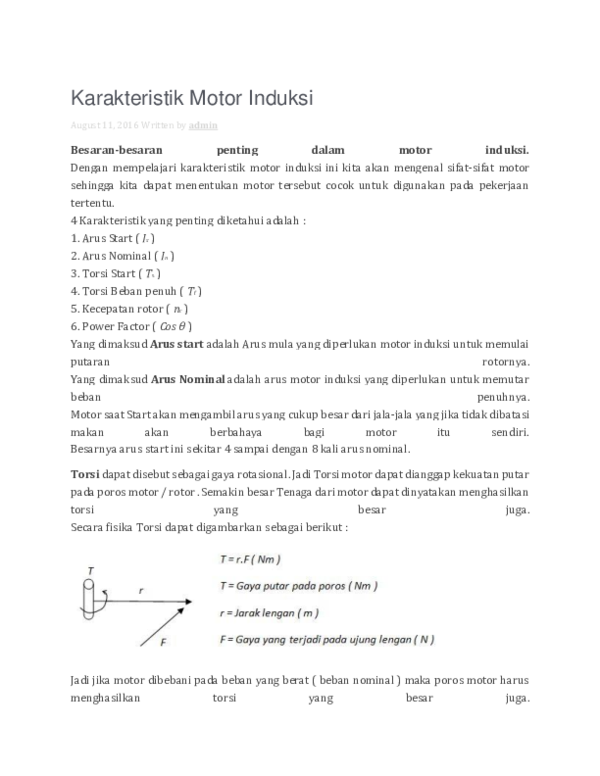 (DOC) Karakteristik Motor Induksi