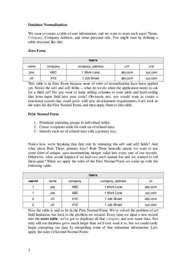 (PDF) Database Normalization Example