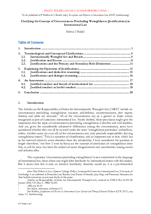 (PDF) Clarifying the Concept of Circumstances Precluding Wrongfulness ...