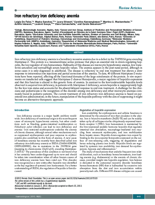 (PDF) Anemia por deficiencia de hierro refractaria