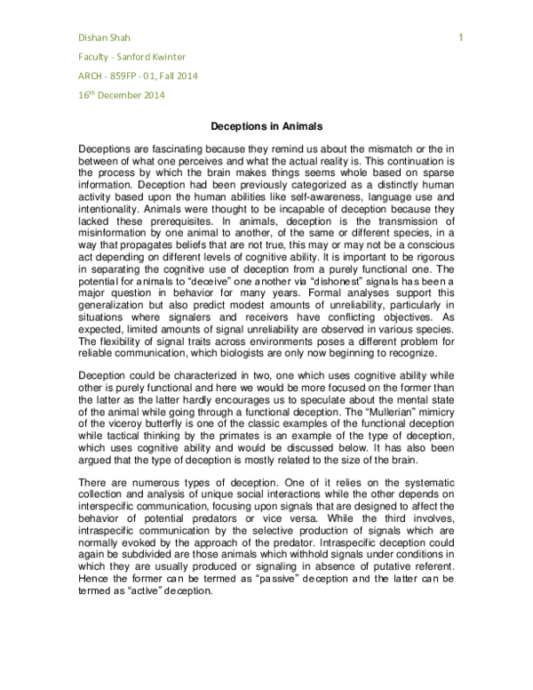 (PDF) Deception in animals