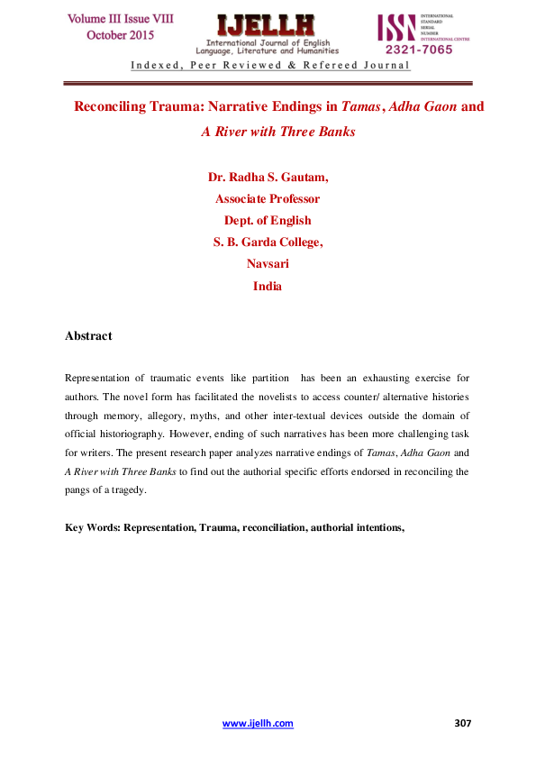PDF Reconciling Trauma Narrative Endings In Tamas Adha Gaon And A pdf-reconciling-trauma-narrative-endings-in-tamas-adha-gaon-and-a
