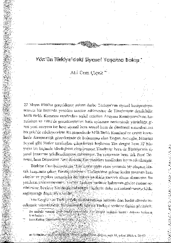 (PDF) Türk Siyasal Hayatında Yön Dergisi