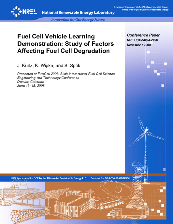 (PDF) Fuel Cell Vehicle Learning Demonstration: Study of Factors ...