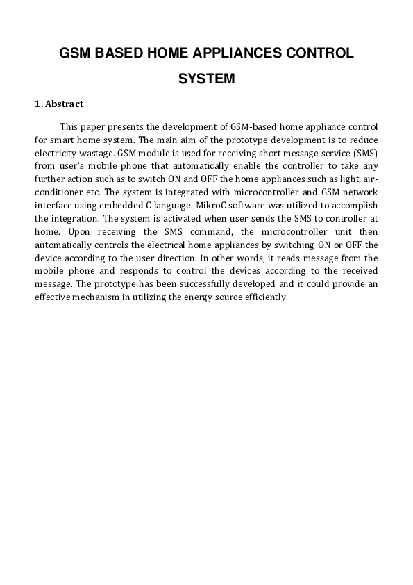 (DOC) GSM BASED HOME APPLIANCES CONTROL SYSTEM