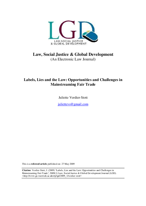 (PDF) Law, Social Justice & Global Development Labels, Lies and the Law ...