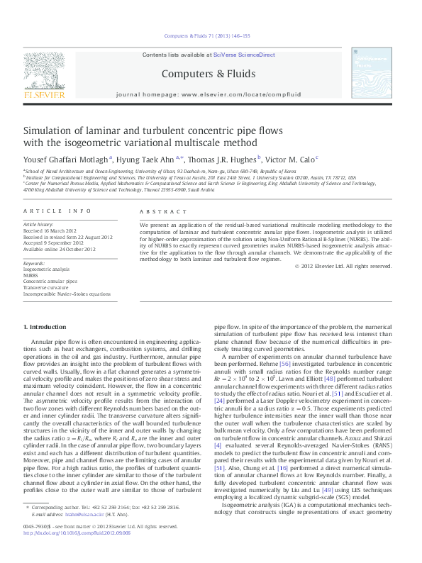 (PDF) Simulation of laminar and turbulent concentric pipe flows with the isogeometric ...