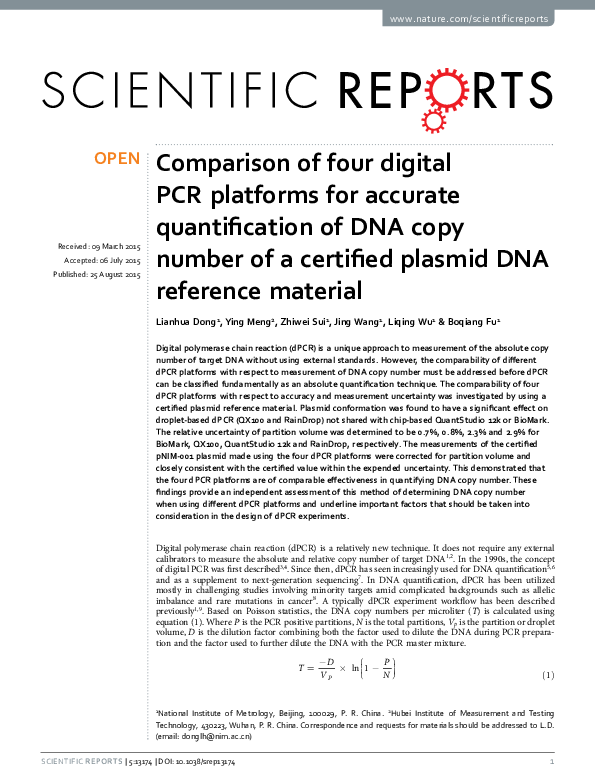 (PDF) Quantification of Plasmid Copy Number with Single Colour Droplet ...