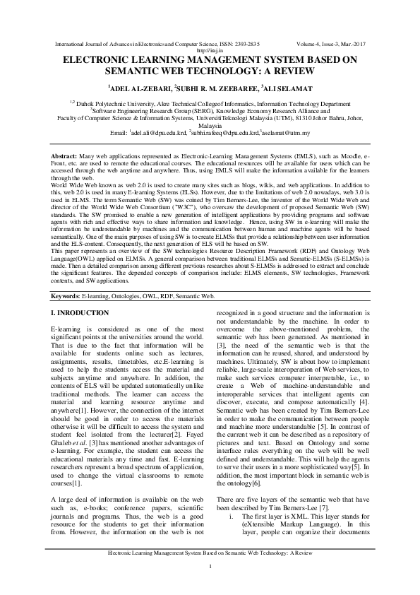 (PDF) Proposed Model Of E-Learning Management System Using Semantic Web | Faysal Ahmed ...