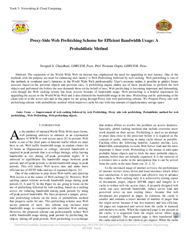 Pdf Proxy Side Web Prefetching Scheme For Efficient Bandwidth Usage