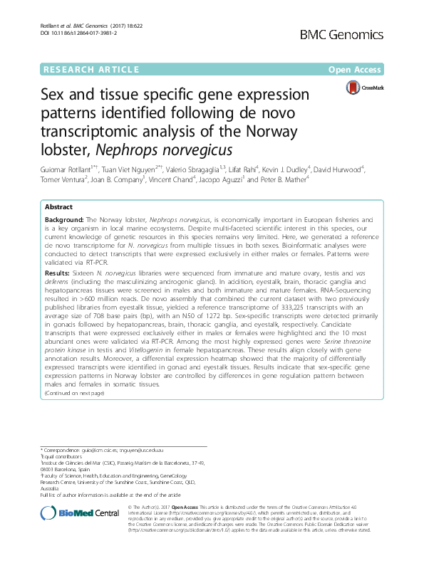 (PDF) Sex and tissue specific gene expression patterns identified ... (PDF) Sex and tissue specific gene expression patterns identified ...