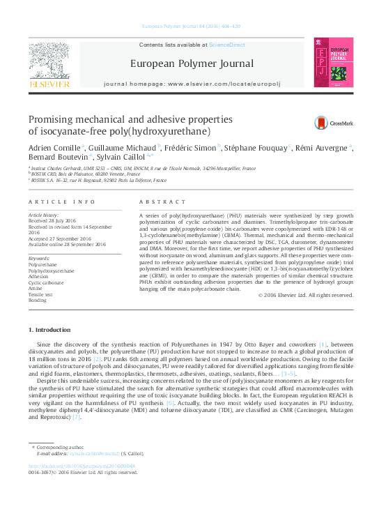 (PDF) Promising mechanical and adhesive properties of isocyanate-free ...
