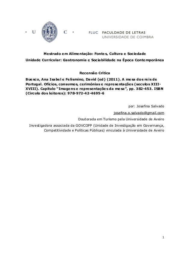(PDF) Recensão crítica- A mesa dos Reis de Portugal
