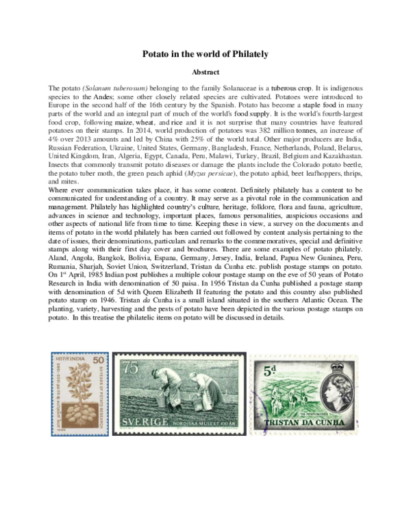 (DOC) Potato in the world of Philately