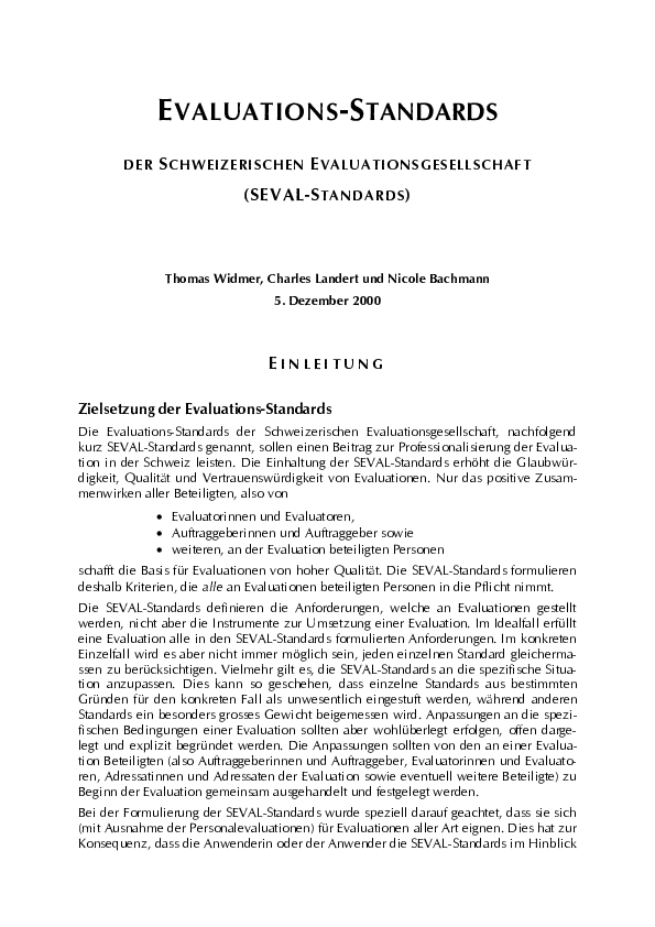 (PDF) Evaluations-Standards der Schweizerischen Evaluationsgesellschaft ...